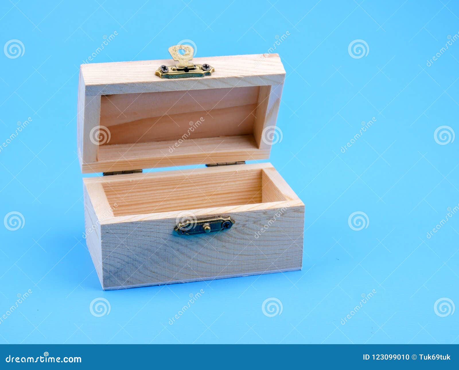 Empty Wooden Square Box on Blue Background Stock Photo - Image of plank ...