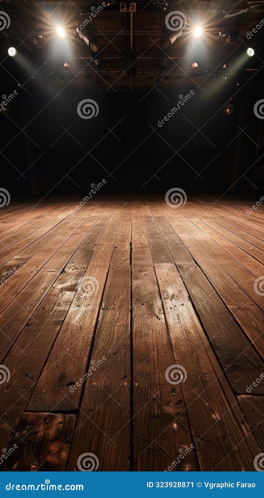 Empty Wooden Stage Floor with Spotlight Illumination, Theater ...
