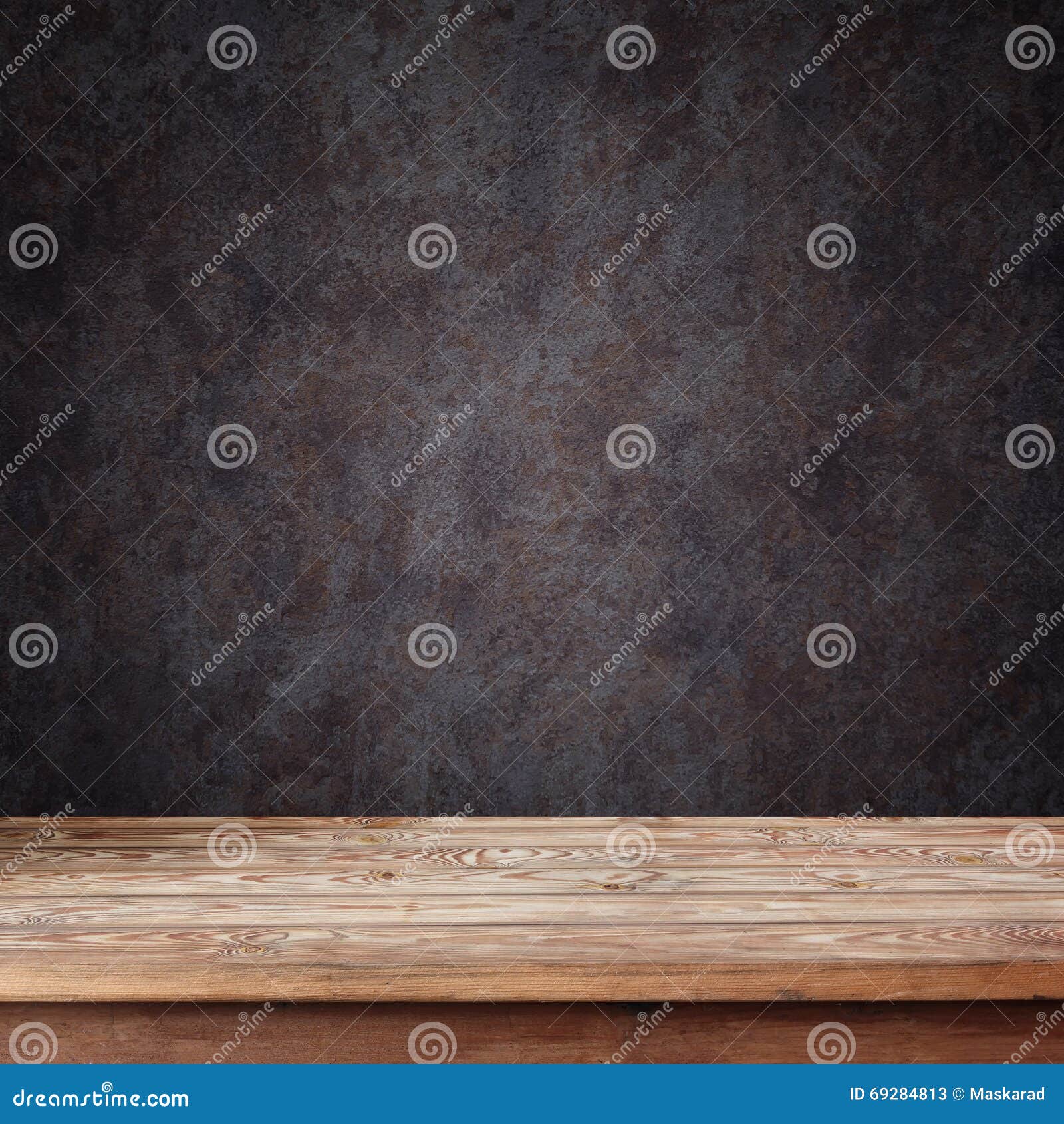 Empty Wooden Table Against a Dark Wall Stock Image - Image of space ...