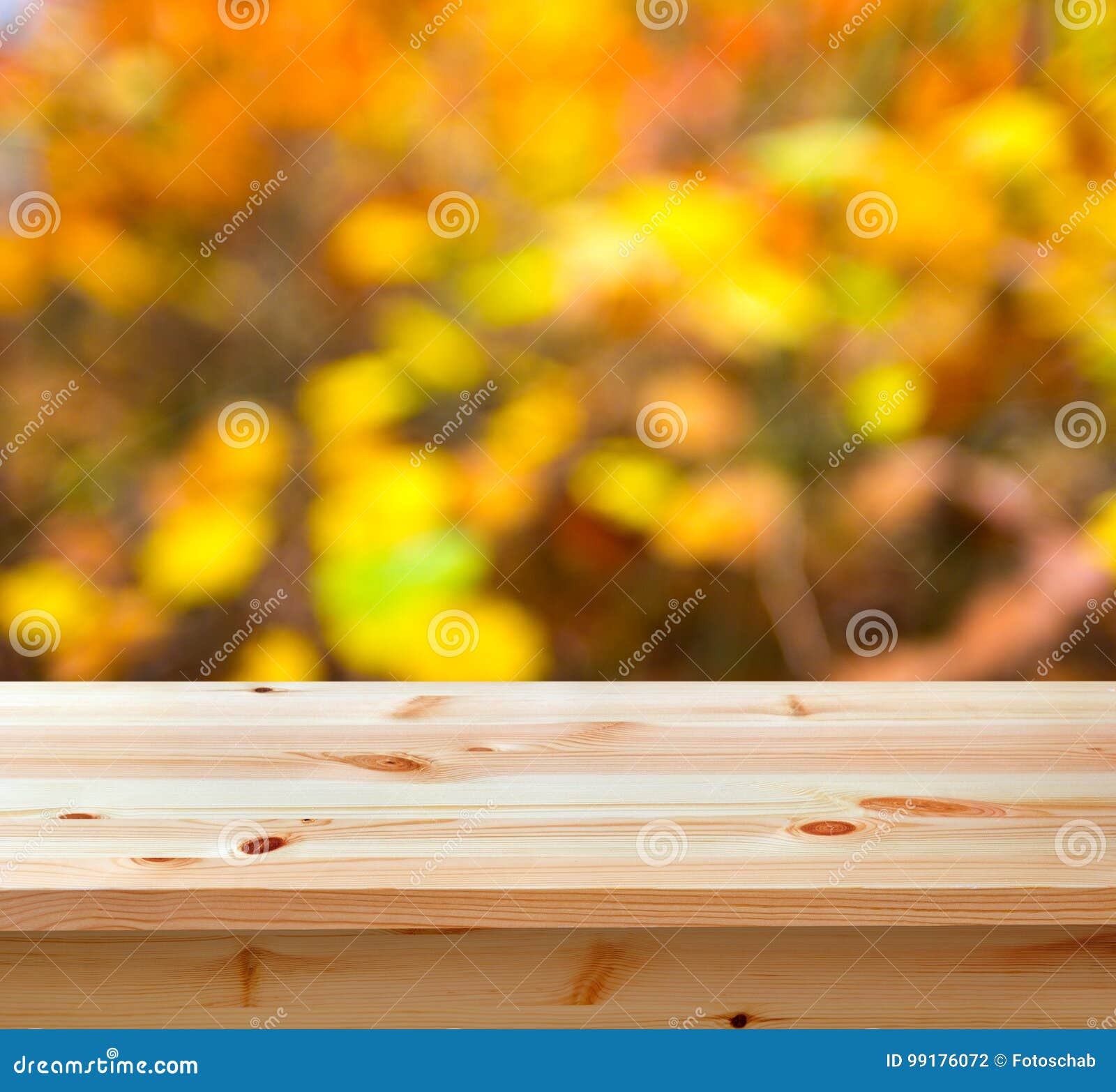 Table with Autumn Background Stock Photo - Image of empty, backdrop ...