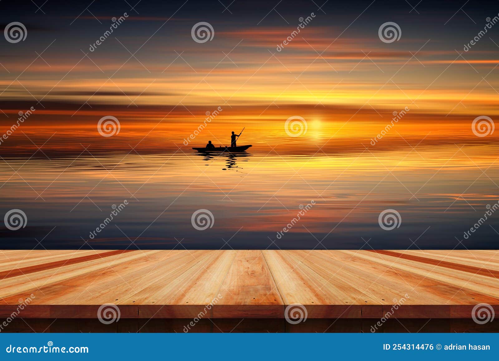 Empty Wooden Table and Beautiful Sunset Background Stock Photo - Image ...
