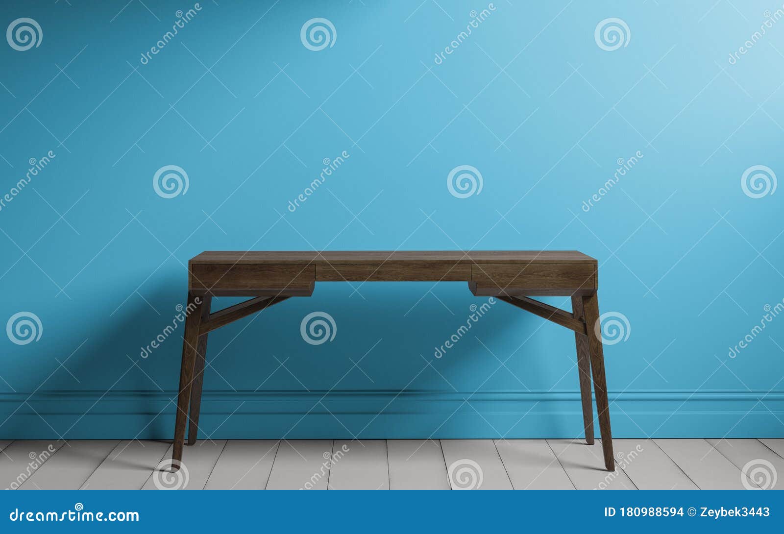 Empty Wooden Table and Blue Wall Background. for Product Display Stock ...