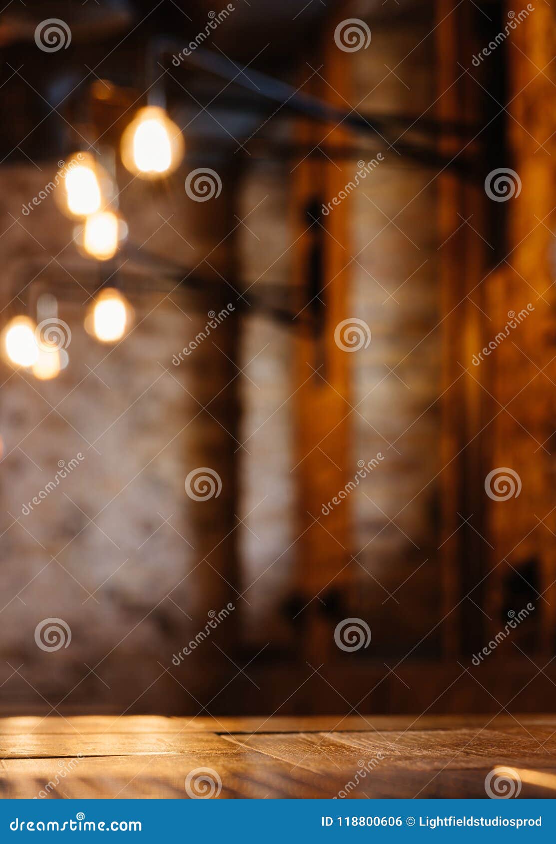 Empty Wooden Table and Blurred Restaurant Background Stock Photo ...