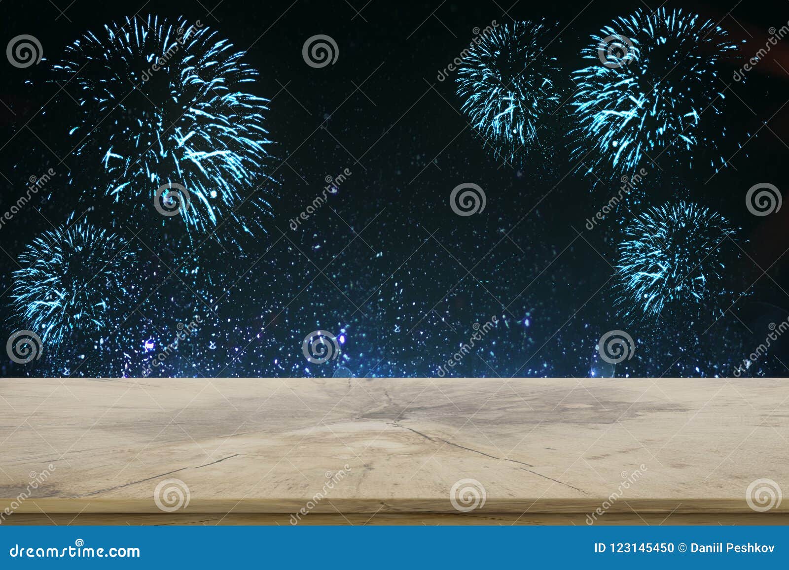 Empty Table Firework Background Stock Illustration - Illustration of ...