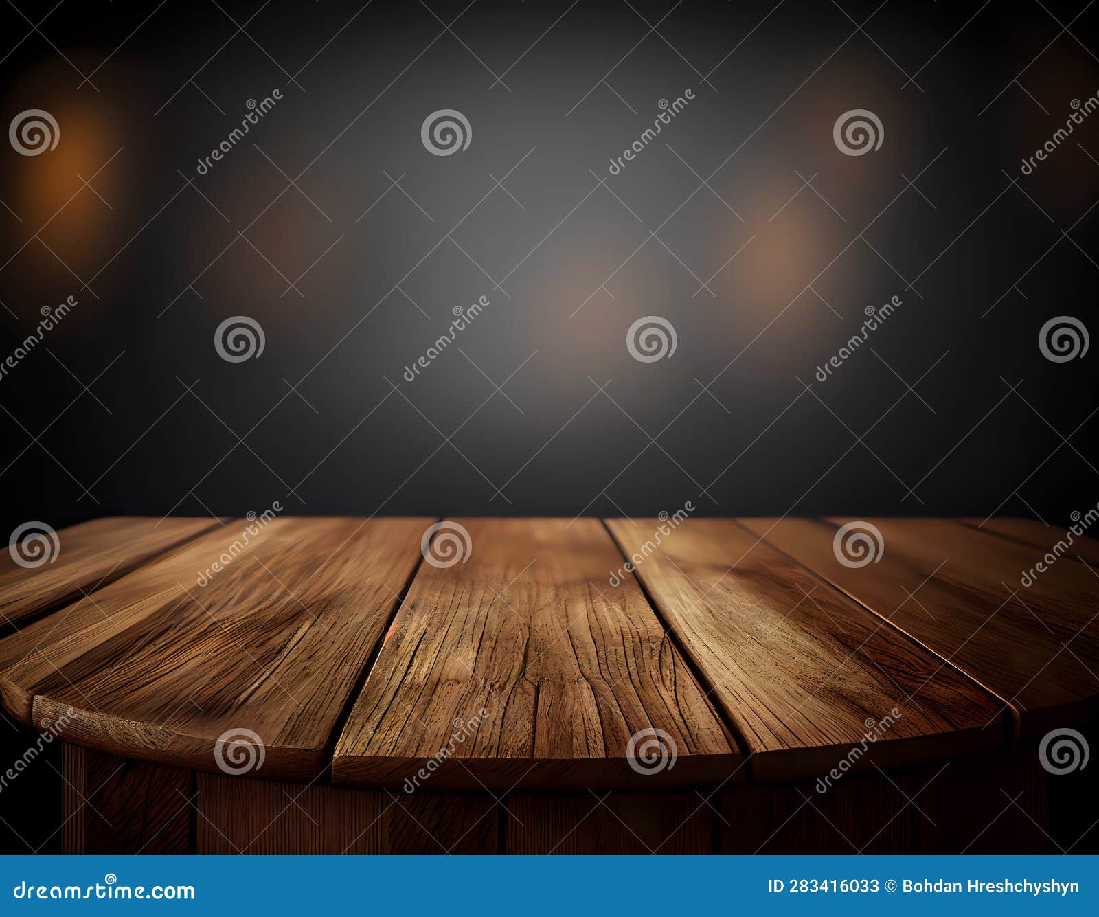Empty Wooden Table with Dark Blurred Background. Stock Illustration ...