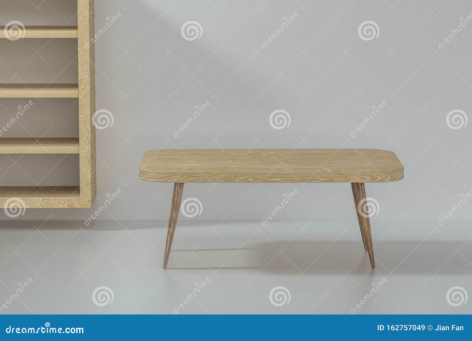 Empty Wooden Table in the Empty Room, 3d Rendering Stock Illustration ...