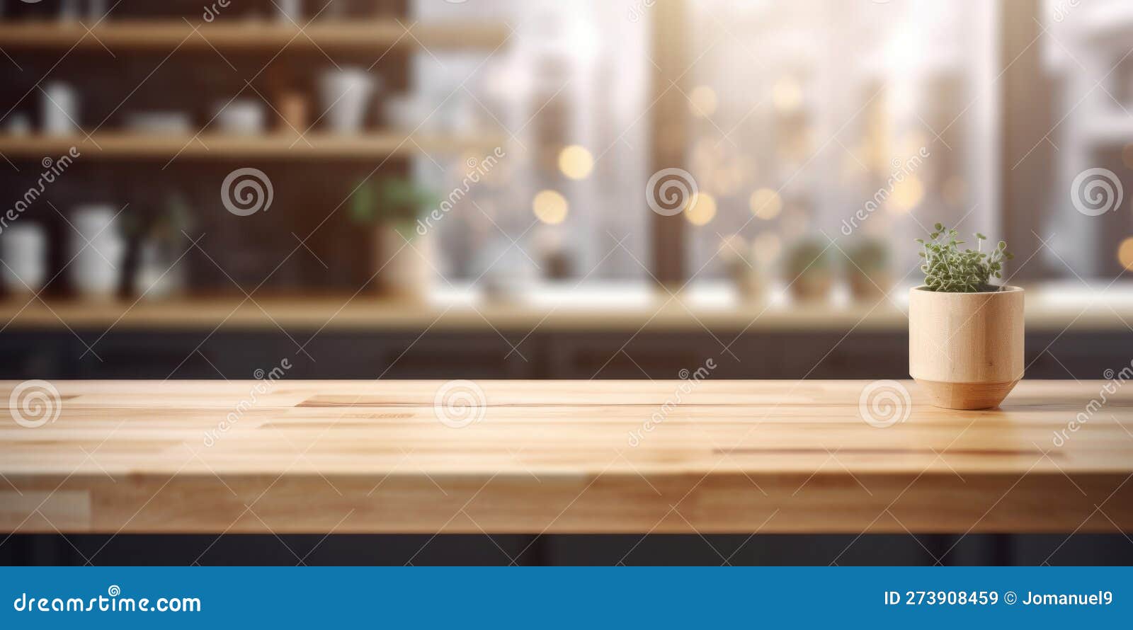 Empty Table Top with Out of Focus Lights and Bokeh on Modern Minimalist ...