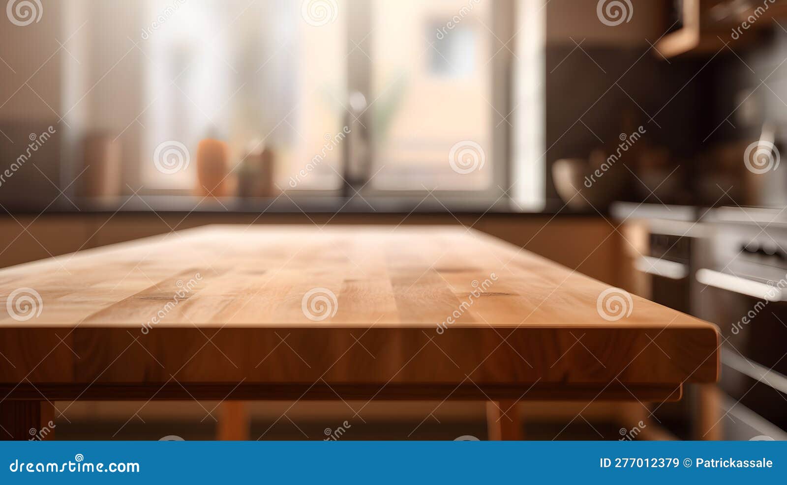 Empty Wooden Table in Kitchen Room Blurred Background, Copy Space ...