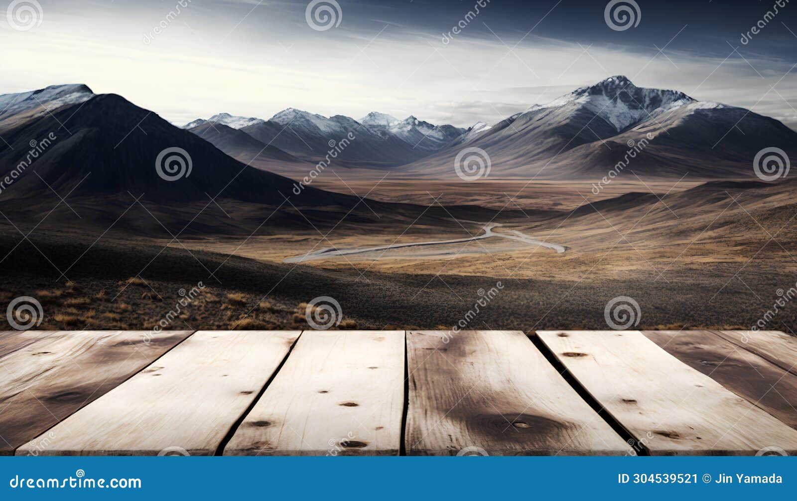 Empty Wooden Table Over Mountain Landscape Background. Ready for ...