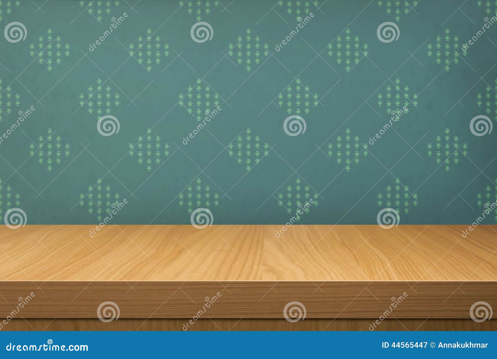 Empty Wooden Table Over Wallpaper with Pattern Stock Illustration ...