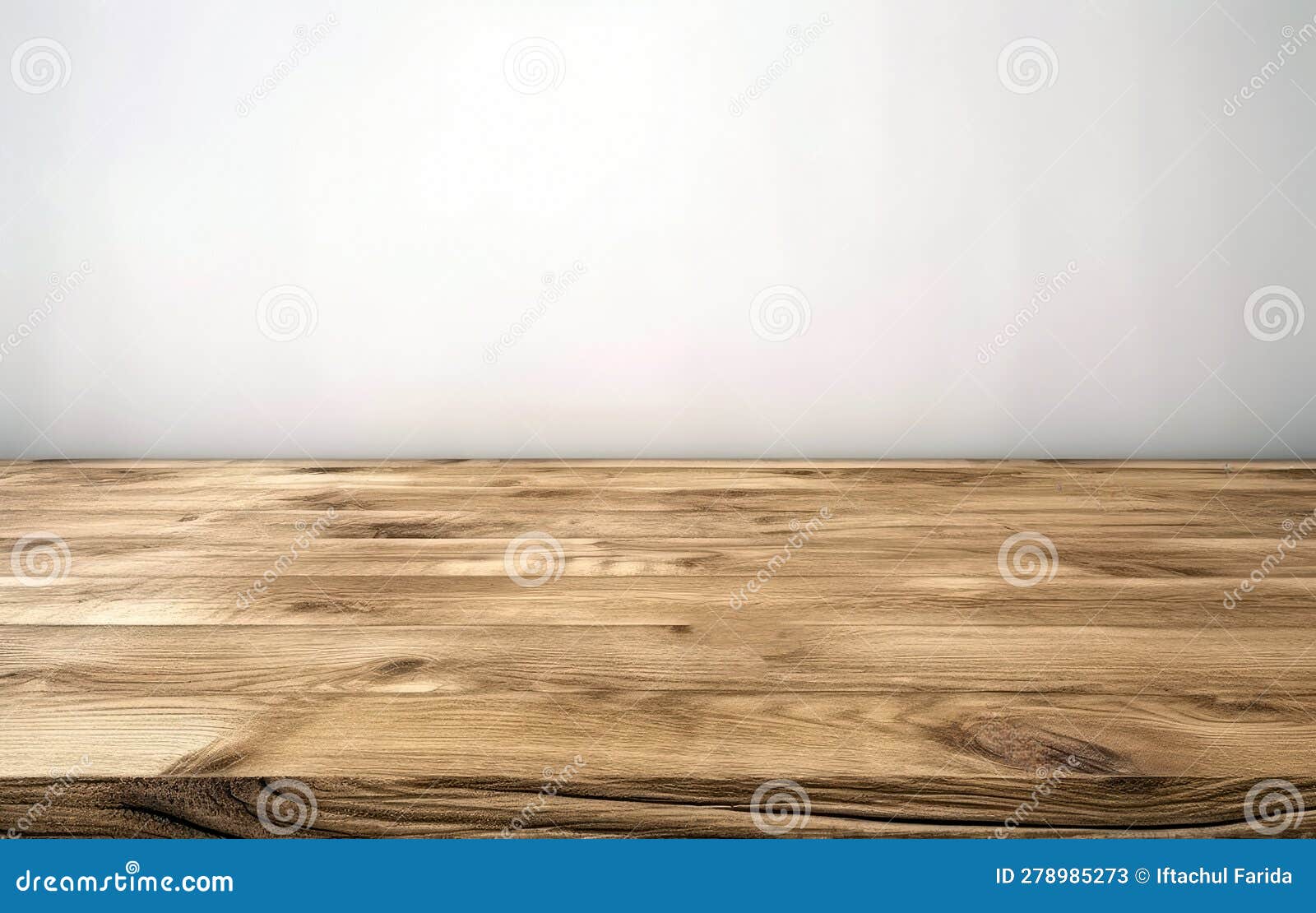 Empty Wooden Table Over White Wall Background Stock Illustration ...