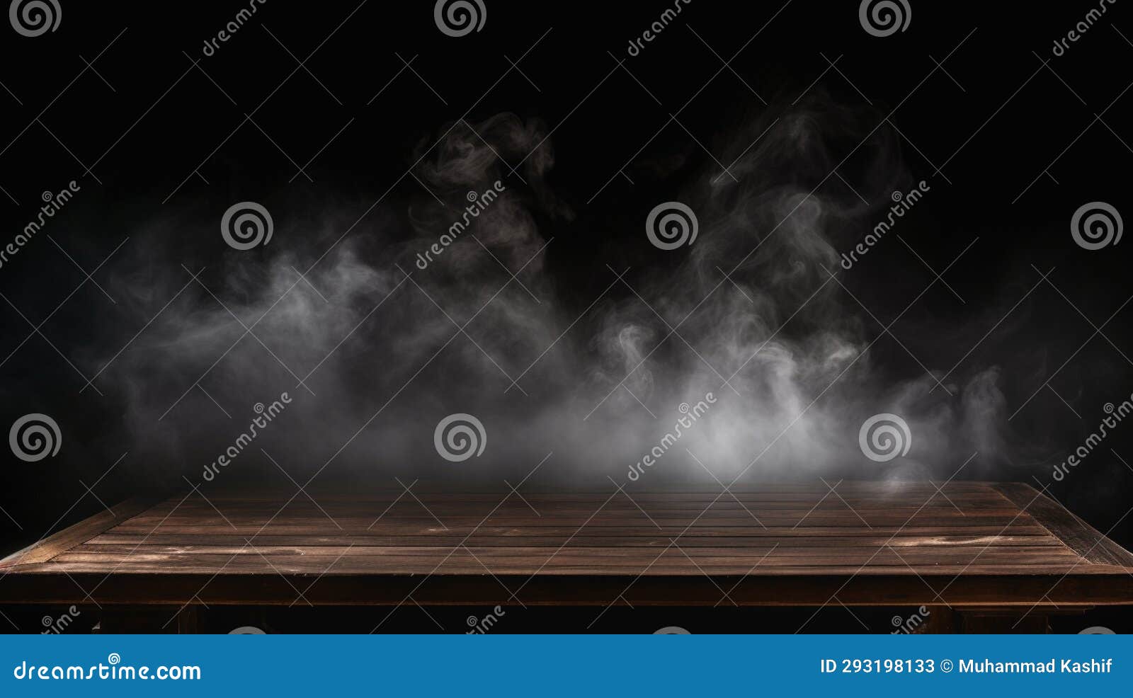 Empty Wooden Table with Smoke Float Stock Illustration - Illustration ...