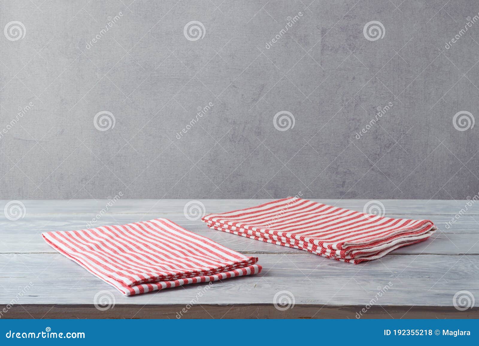 Empty Wooden Table with Striped Tablecloth. Kitchen Background for ...