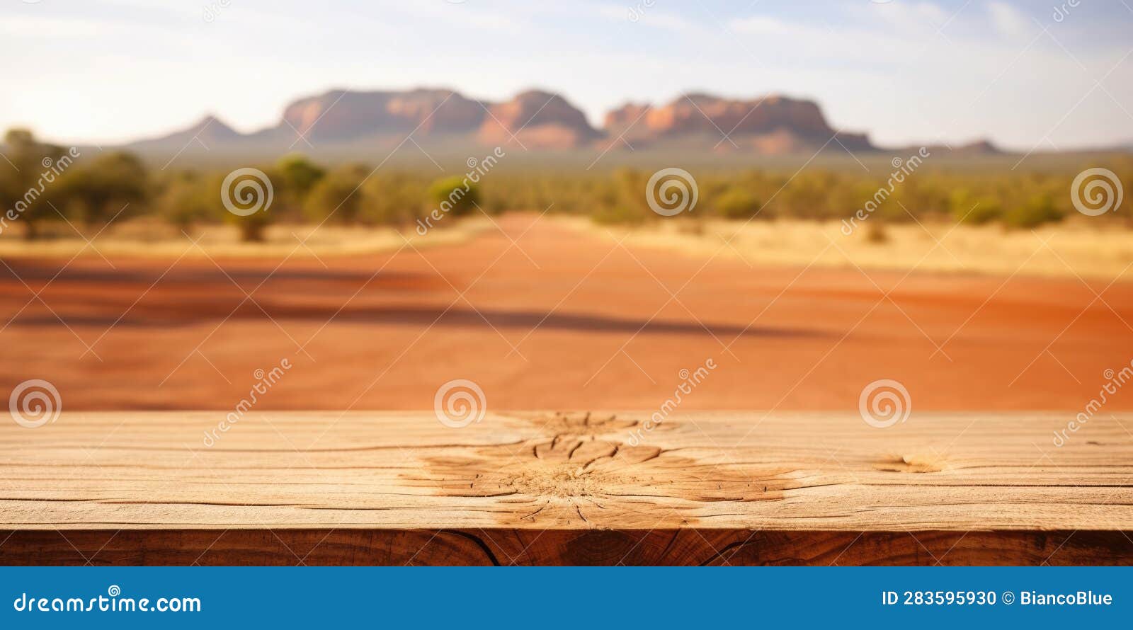 The Empty Wooden Table Top with Blur Background of Australian Outback ...