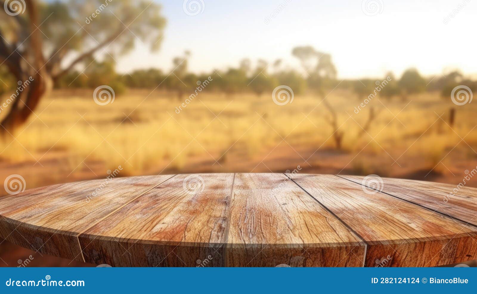 The Empty Wooden Table Top with Blur Background of Australian Outback ...