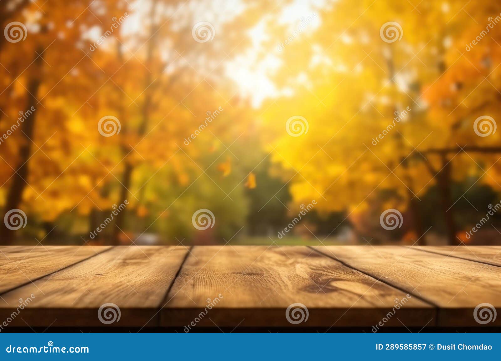 The Empty Wooden Table Top with Blur Background of Autumn. Generative ...