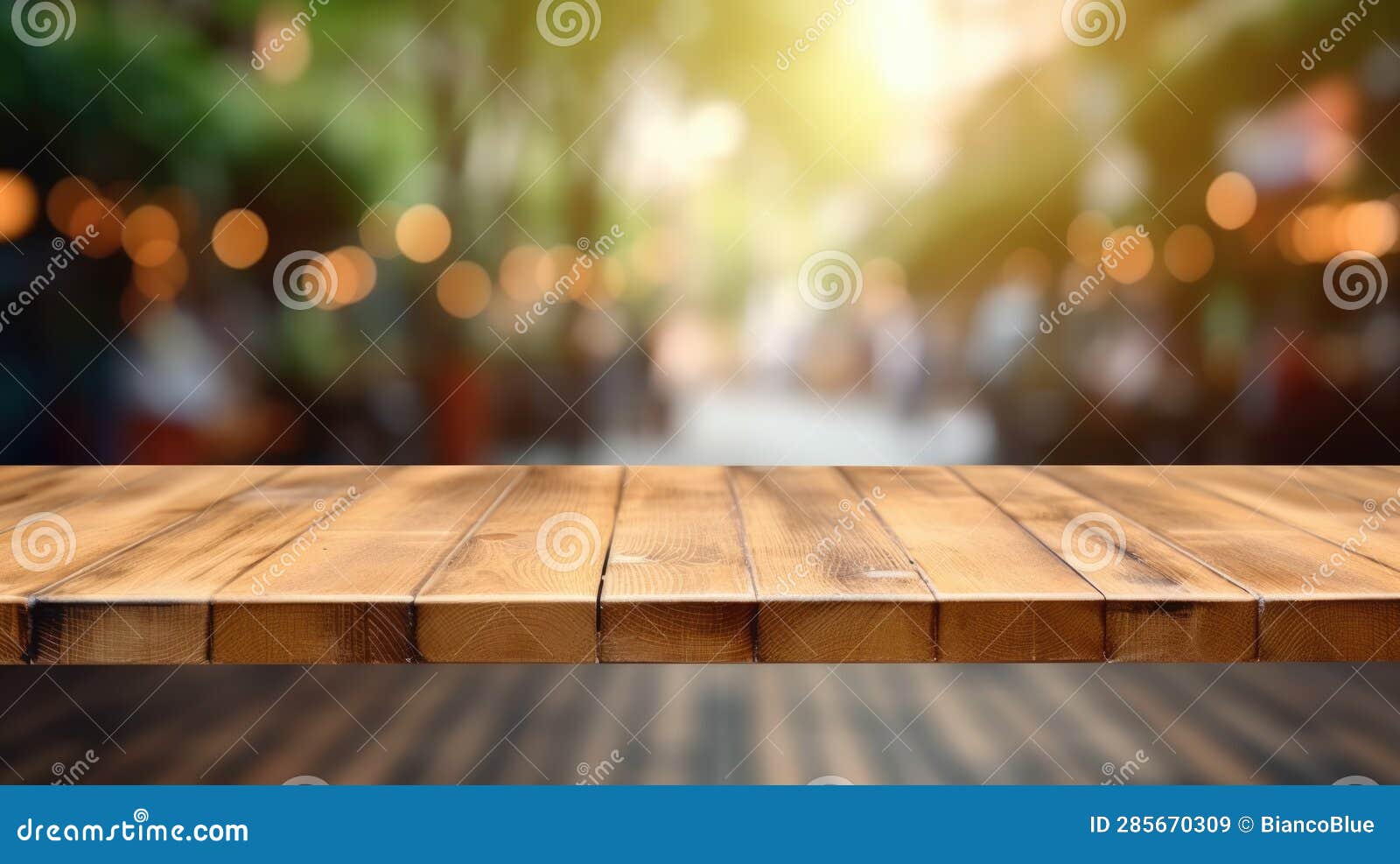 The Empty Wooden Table Top with Blur Background. Exuberant. Stock Image ...
