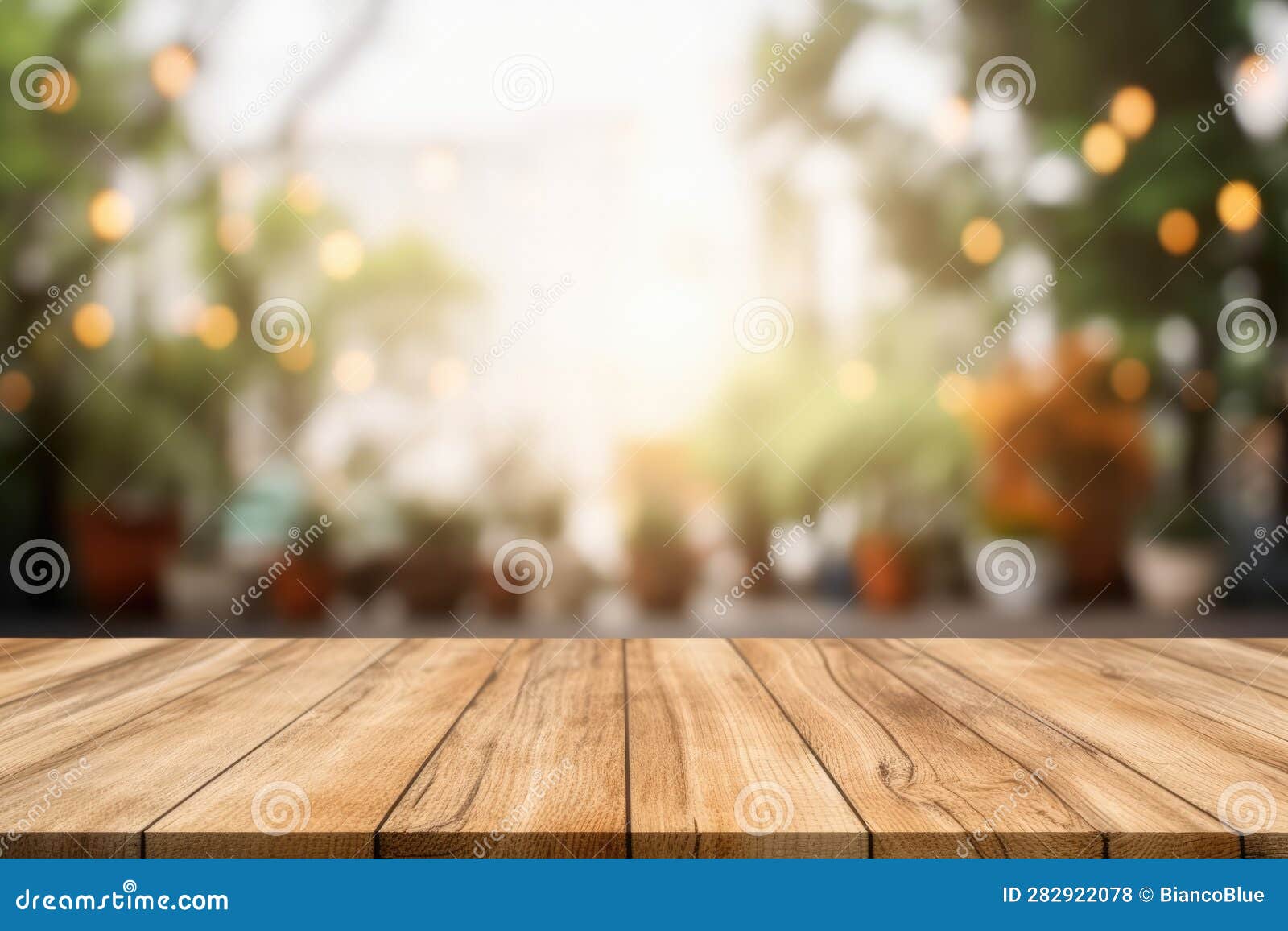 The Empty Wooden Table Top with Blur Background. Exuberant. Stock ...