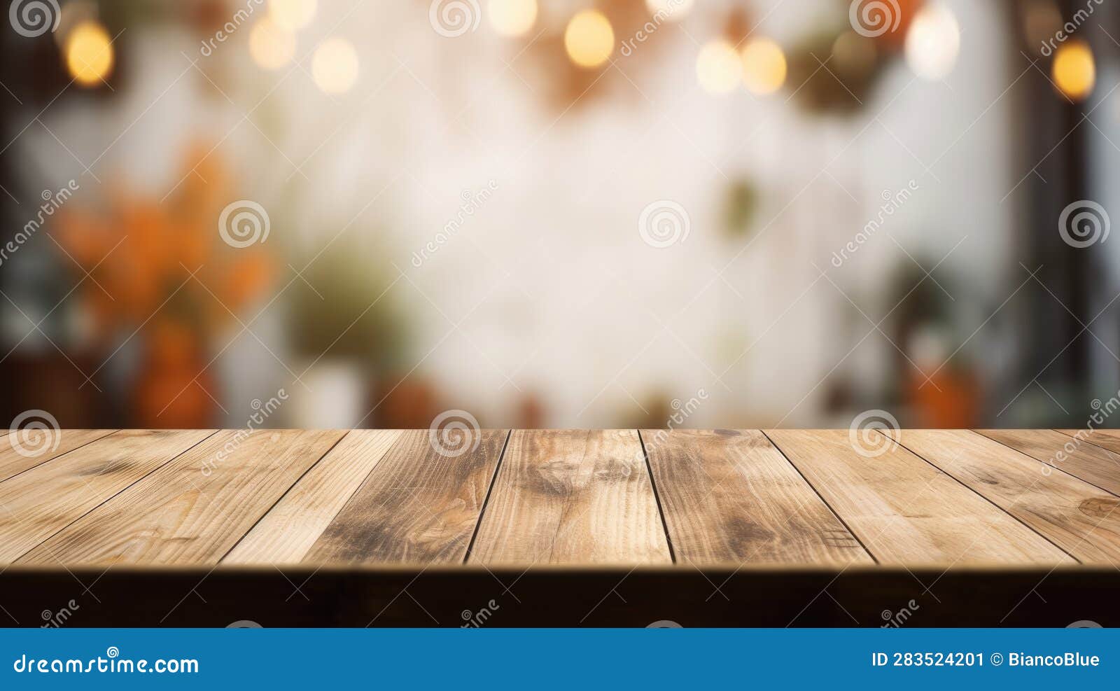 The Empty Wooden Table Top with Blur Background. Exuberant. Stock ...