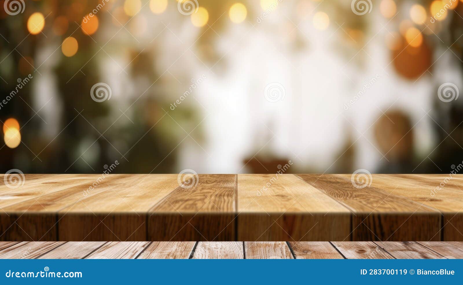 The Empty Wooden Table Top with Blur Background. Exuberant. Stock ...