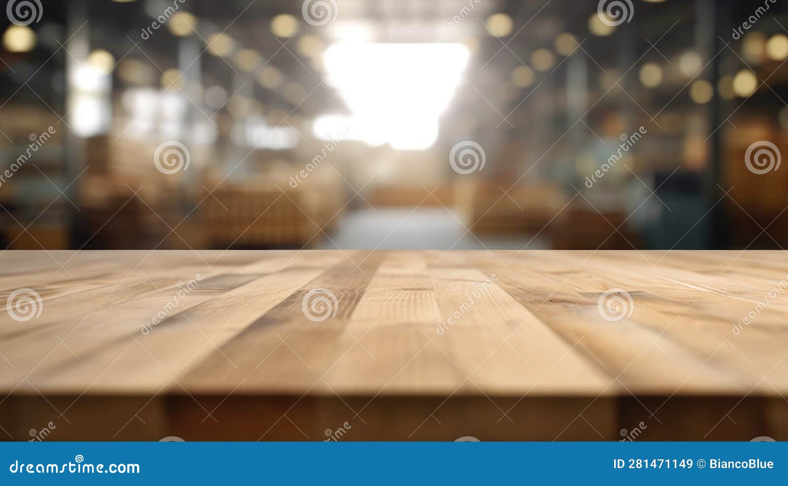 The Empty Wooden Table Top with Blur Background of Factory. Exuberant ...