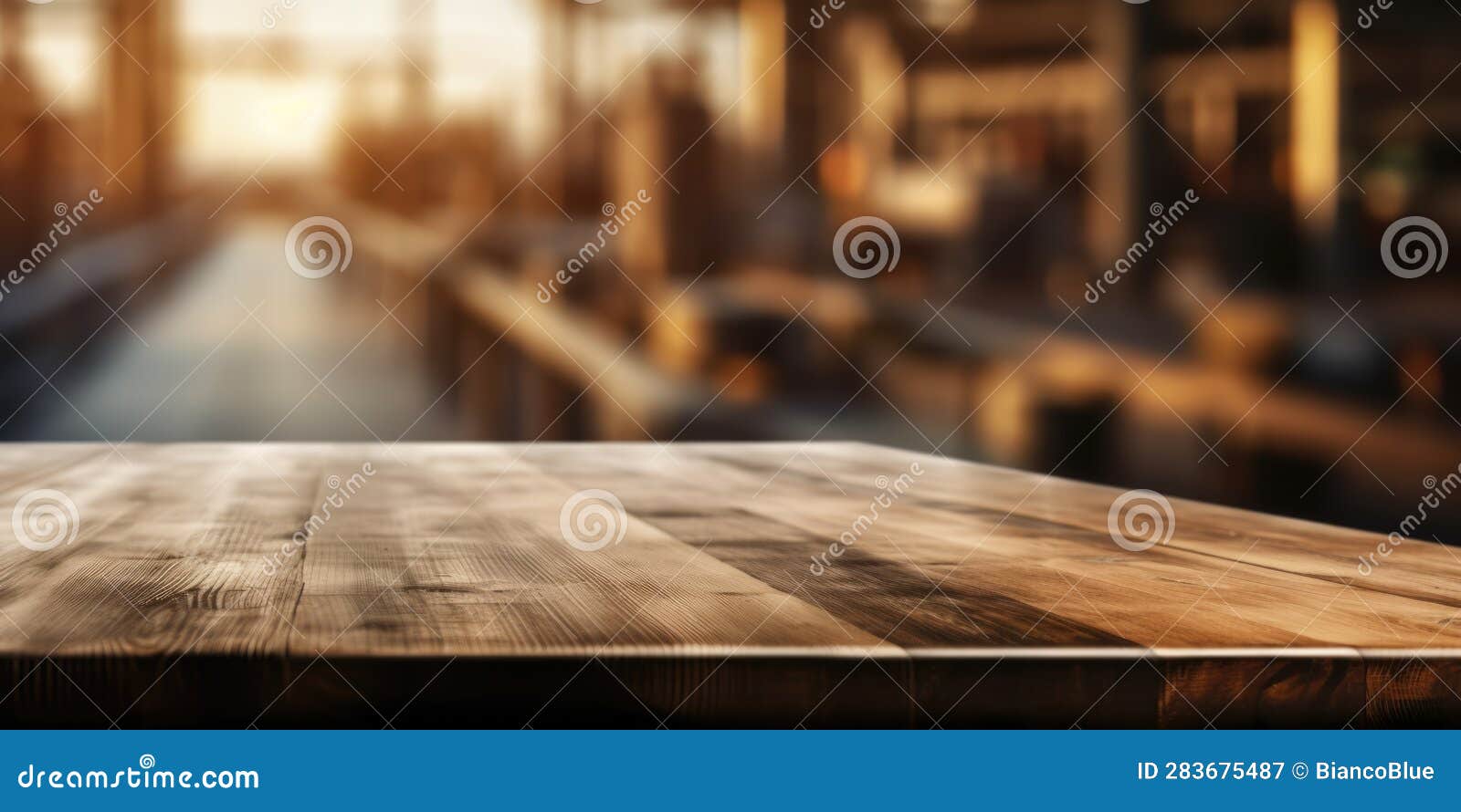 The Empty Wooden Table Top with Blur Background of Factory. Exuberant ...