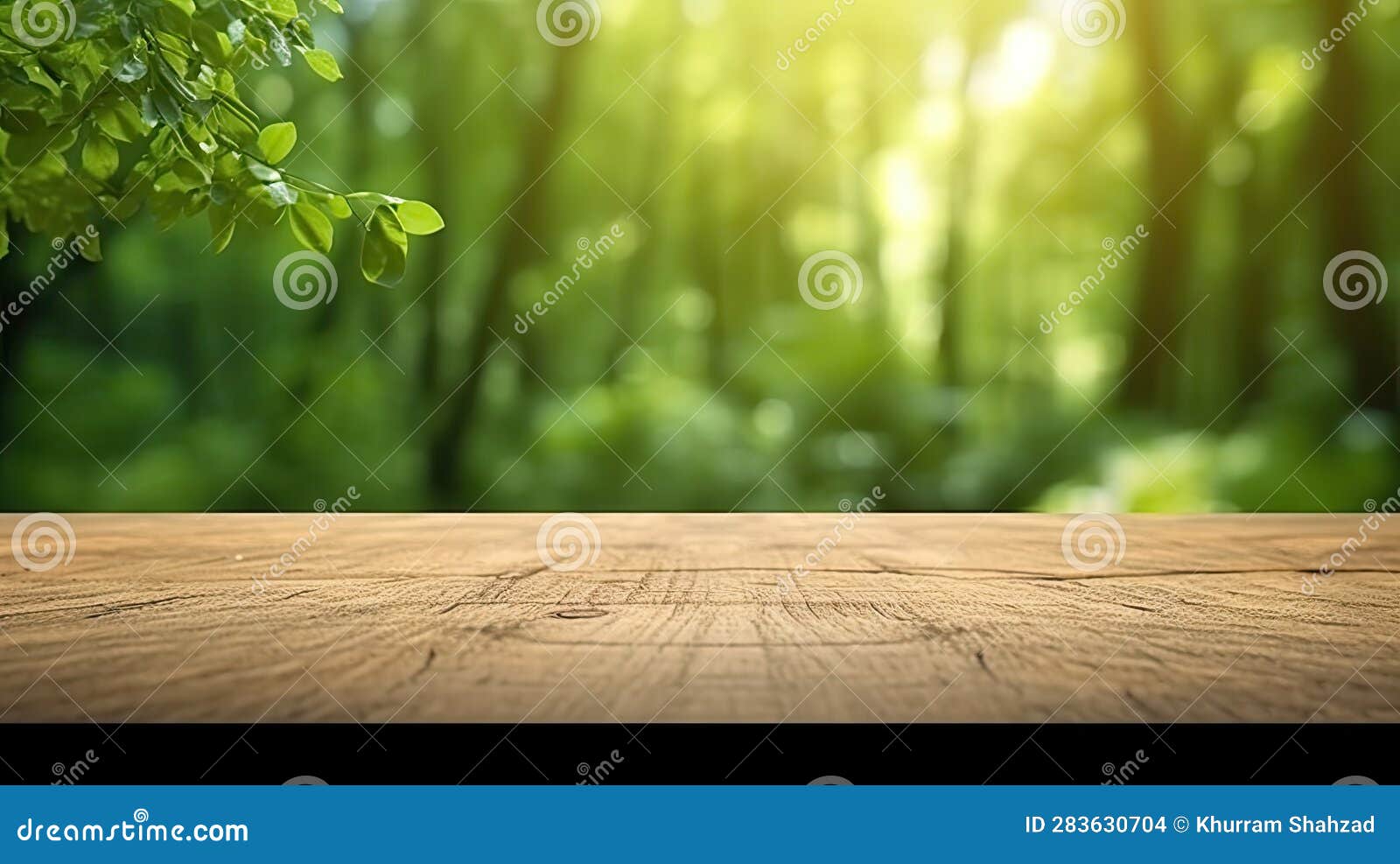 Empty Wooden Table Top with Blur Background of Forest Stock ...