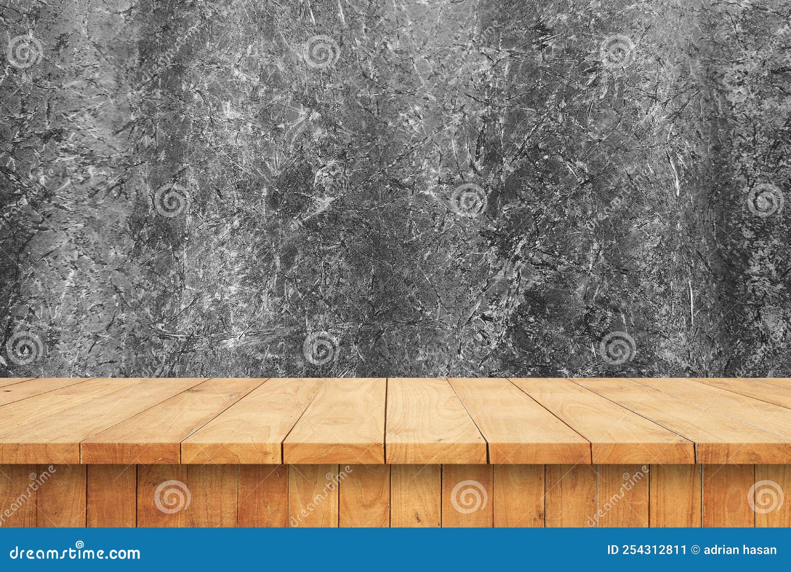 Empty Wooden Table and Wall Stock Image - Image of floor, wooden: 254312811