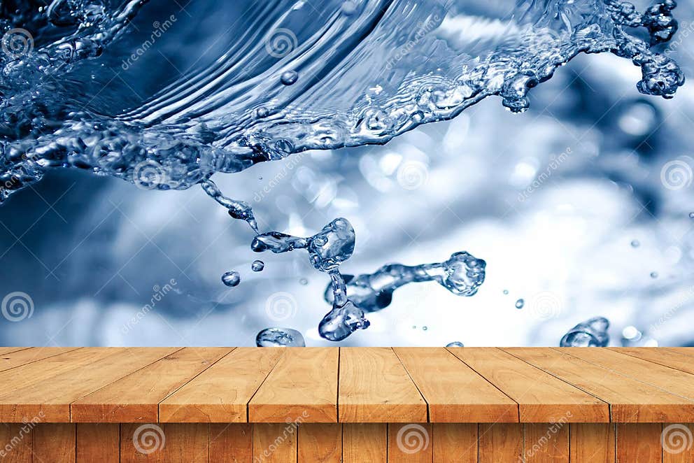 Empty Wooden Table and Water Drop Stock Photo - Image of bamboe, flower ...