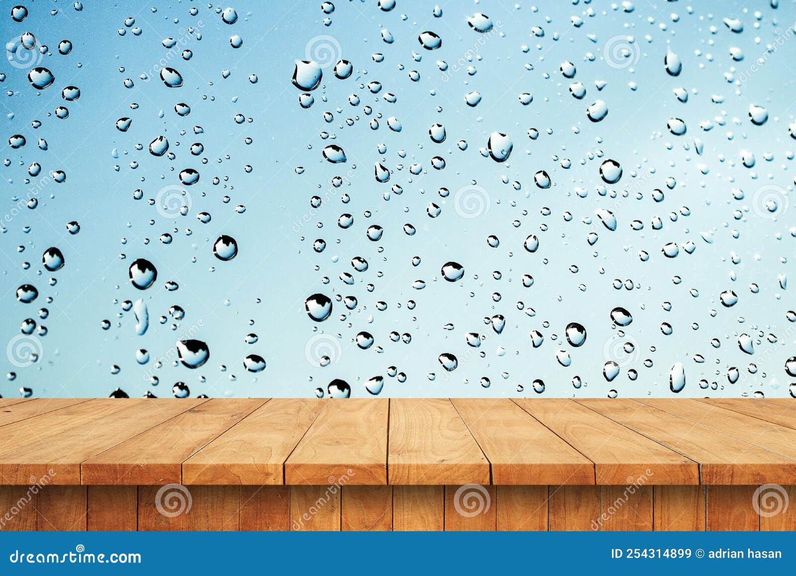 Empty Wooden Table and Water Drop Stock Image - Image of beautiful ...