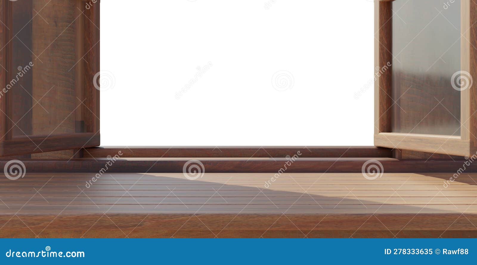 Empty Wooden Table and White Background Out of Open Window, Product ...