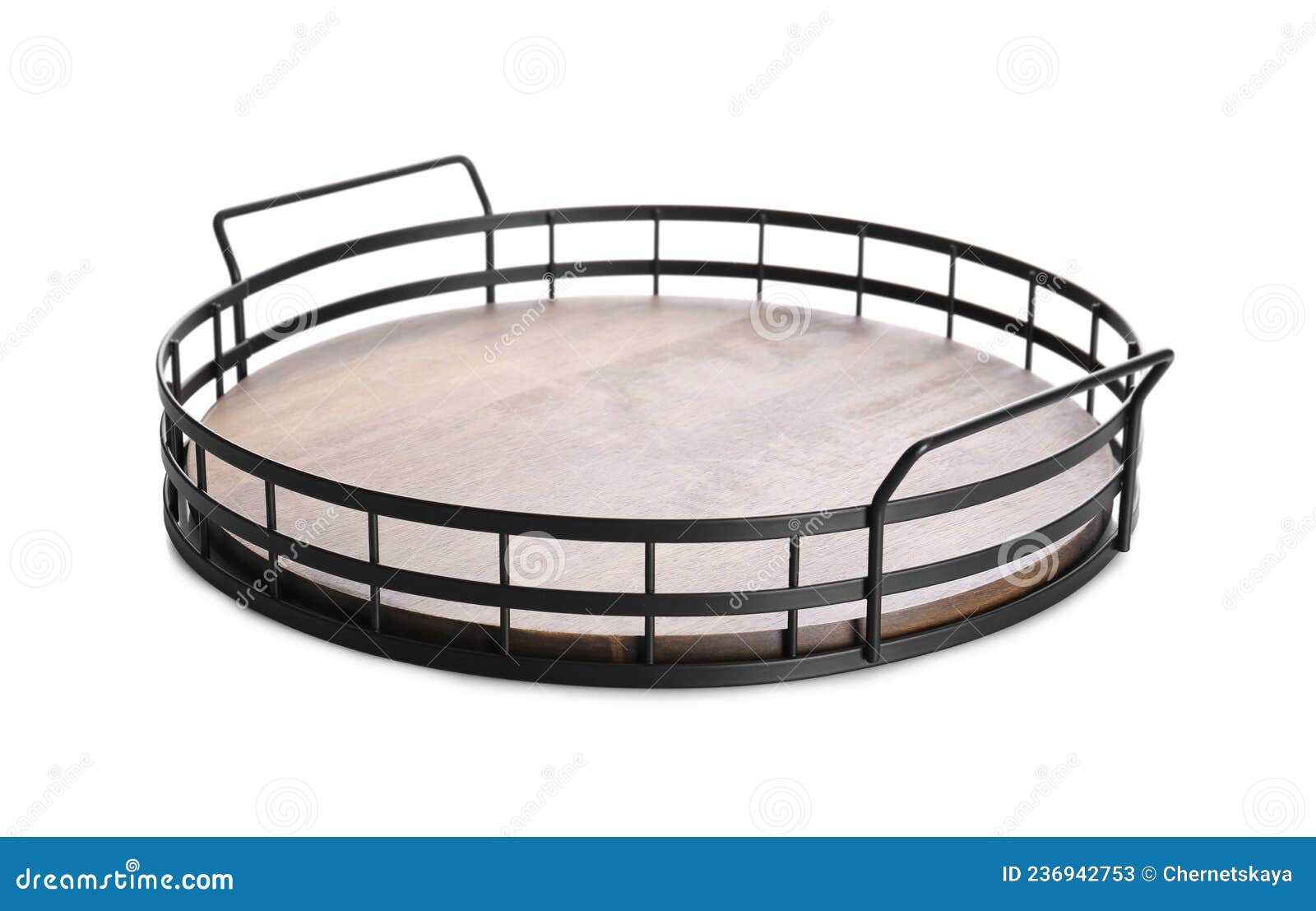 Empty Wooden Tray with Handles Isolated on White Stock Image - Image of ...