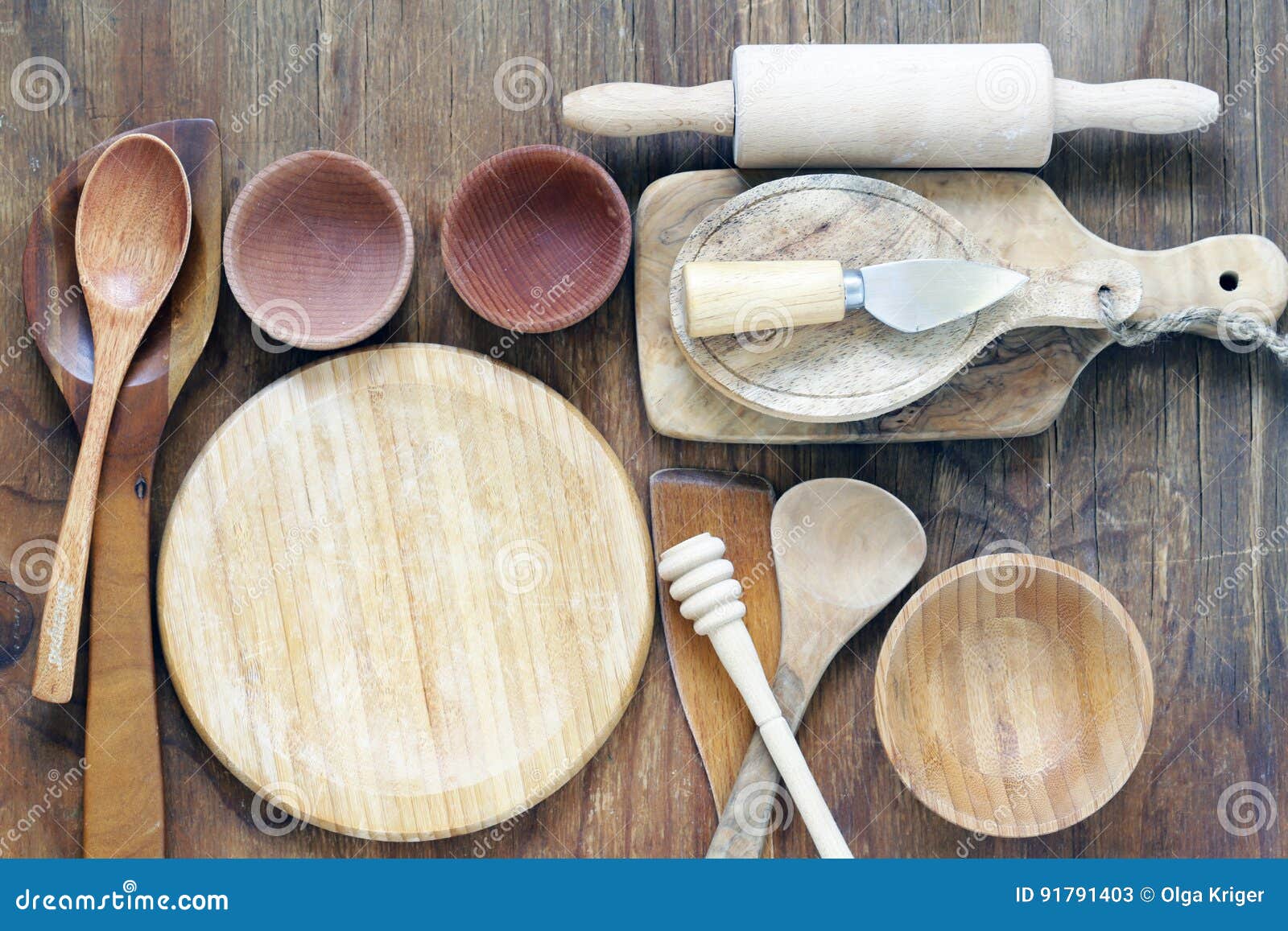 Empty Wooden Utensils on the Table Stock Image - Image of kitchen ...