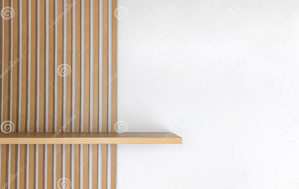 Empty Wooden Wall Shelf on White Background Stock Image - Image of ...