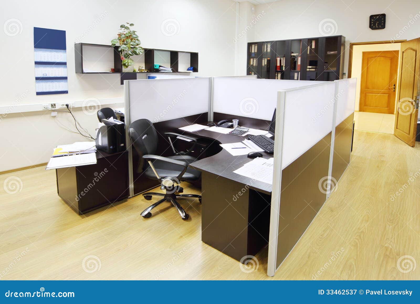 Empty Working Area with Armchair and Table Stock Image - Image of ...