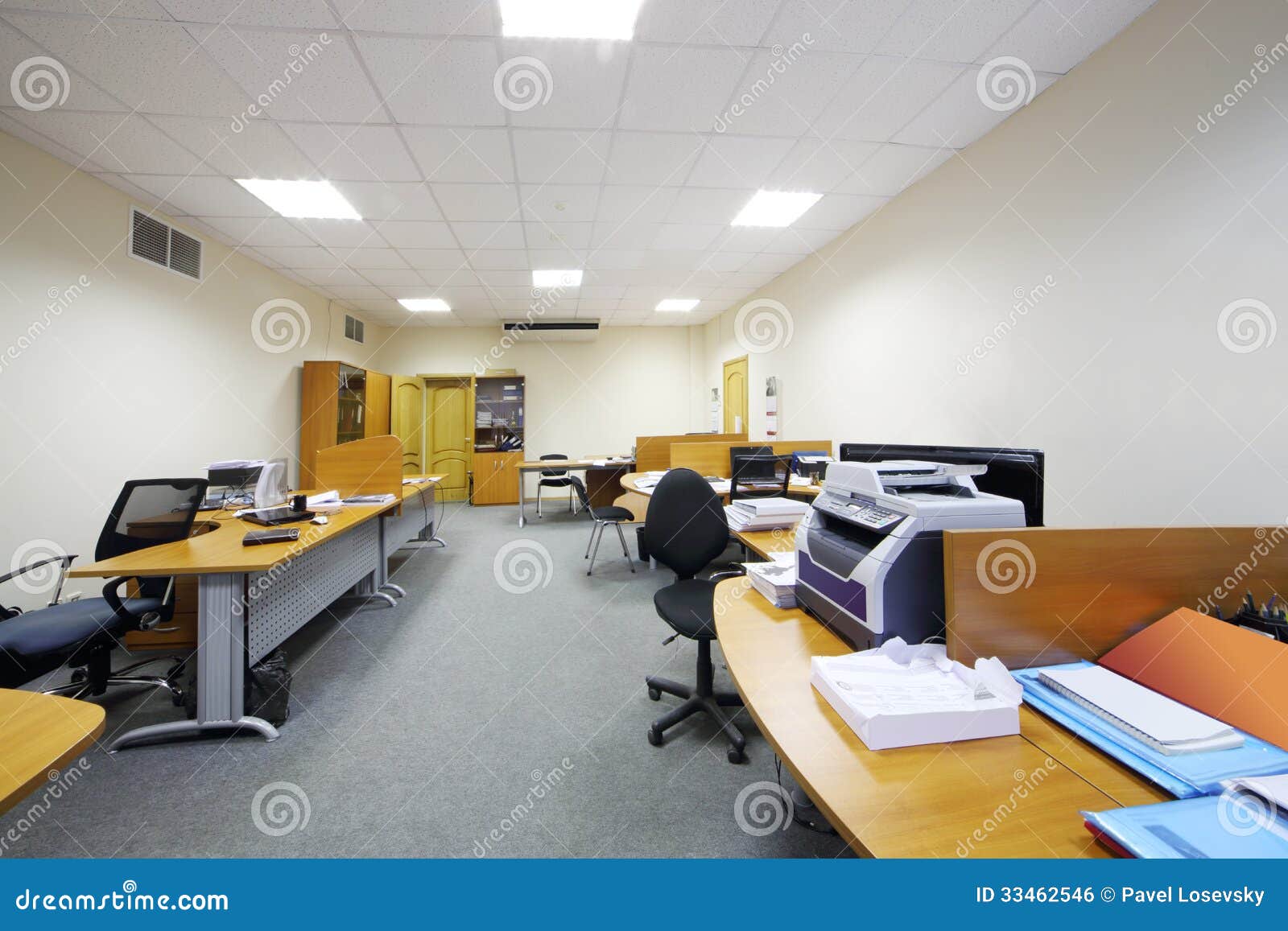 Empty Working Areas with Armchairs and Tables Stock Photo - Image of ...