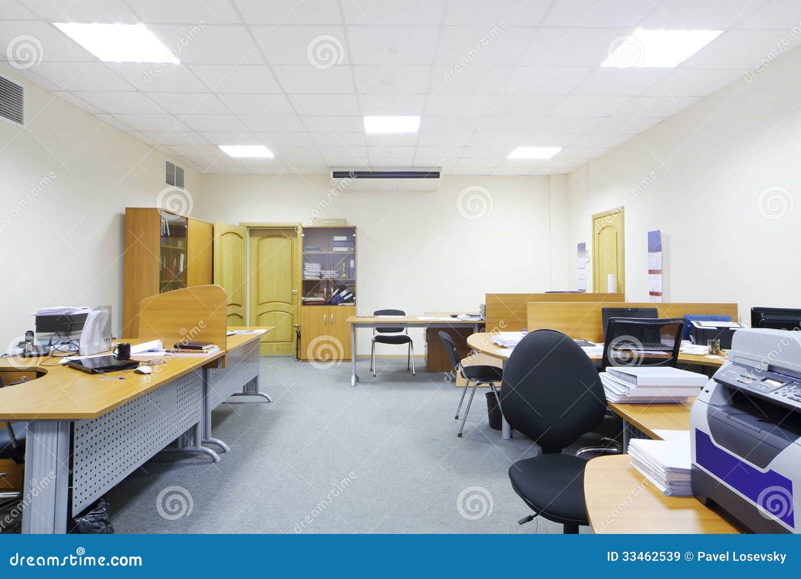 Empty Working Areas with Armchairs and Tables Stock Image - Image of ...