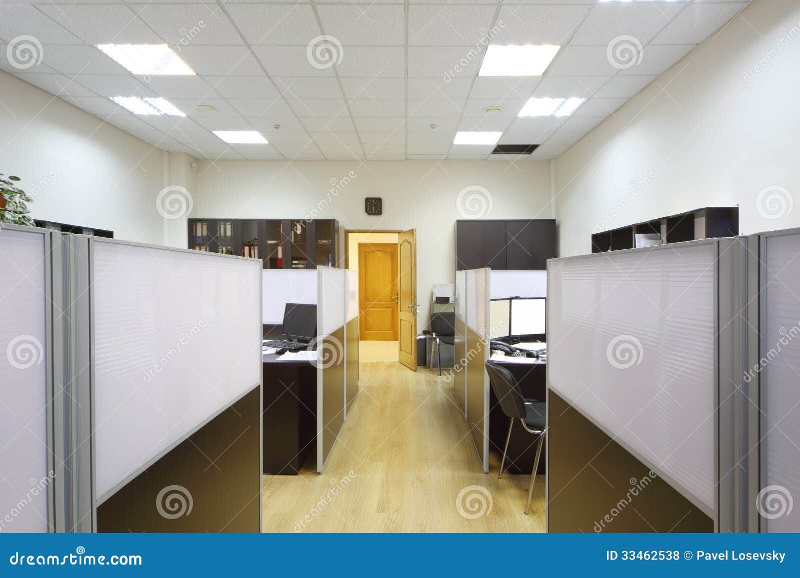 Empty Working Areas with Desktops and Documents Stock Photo - Image of ...