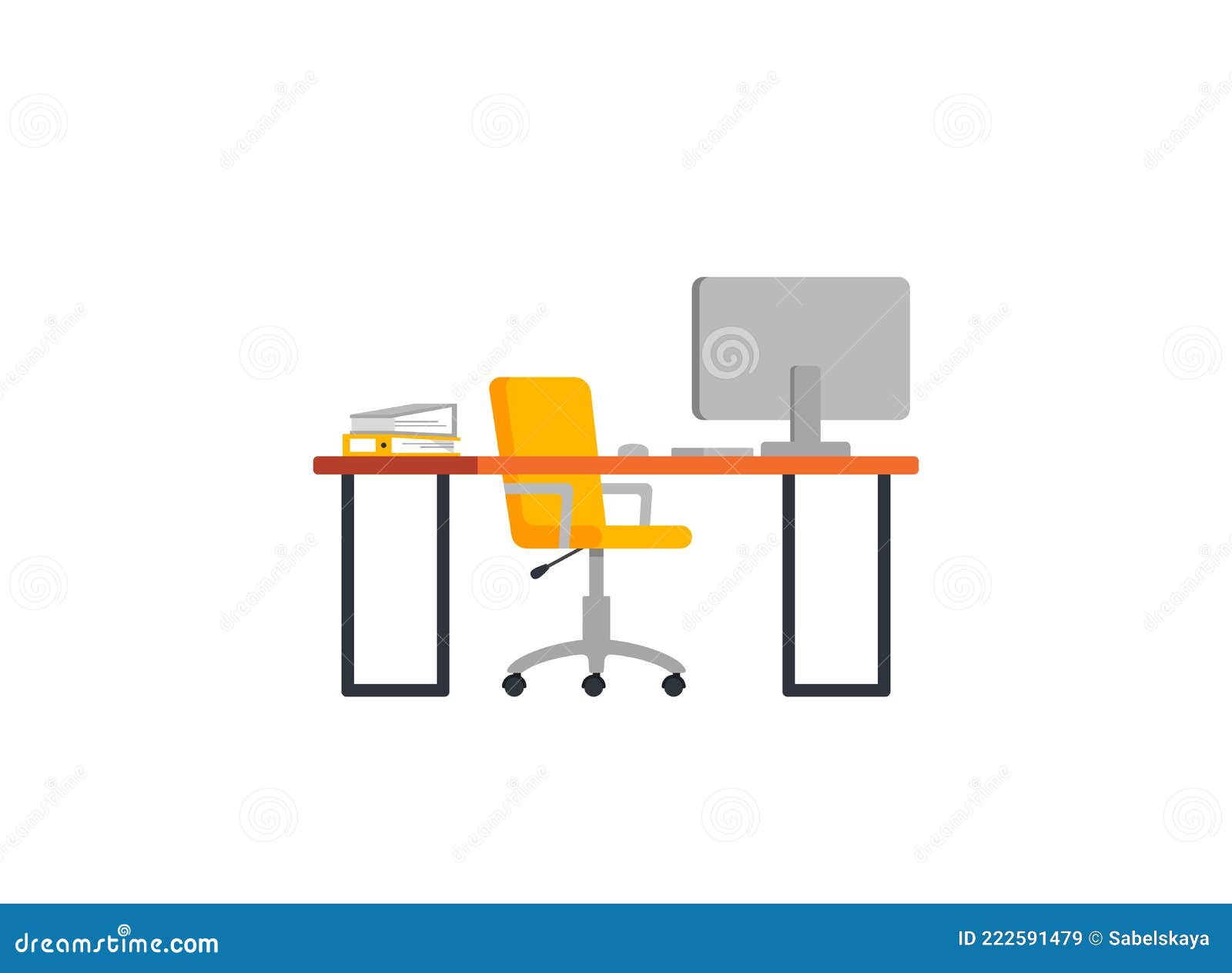 Empty Workplace in Business or Home Office with Chair, Computer and ...