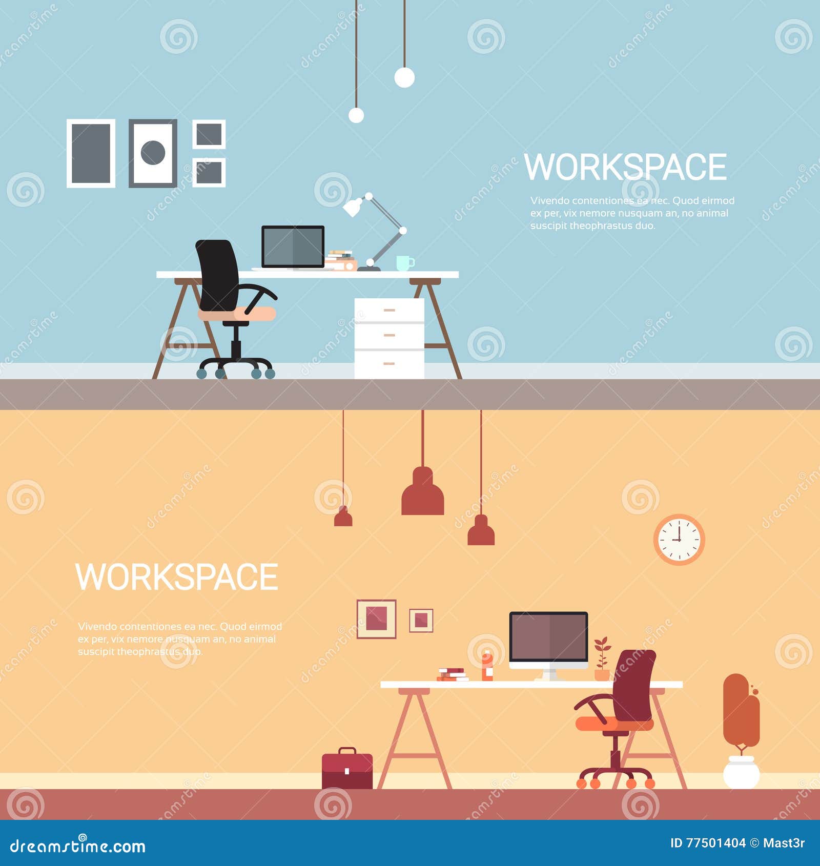 Empty Workplace, Desk Chair Computer Workspace Office No People Stock ...