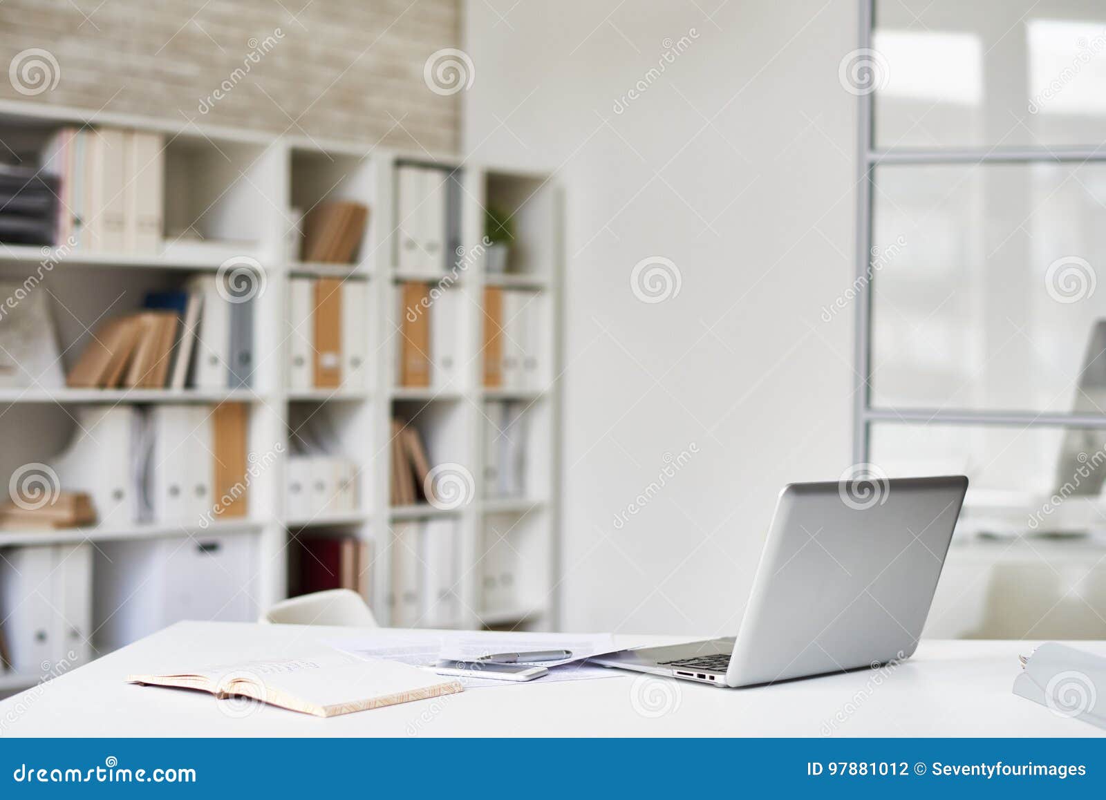 Empty Workplace in Modern Office Stock Photo - Image of copy, study ...