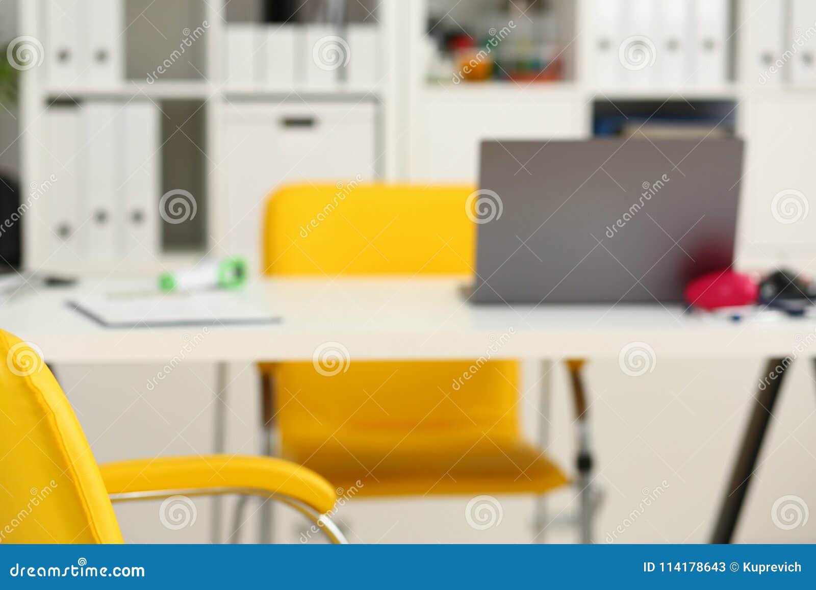 Empty Workplace in Office Closeup Stock Image - Image of design, office ...