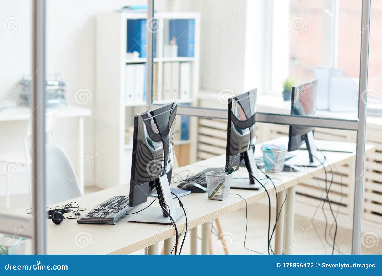 Empty Workplace in Ofice stock photo. Image of design - 178896472