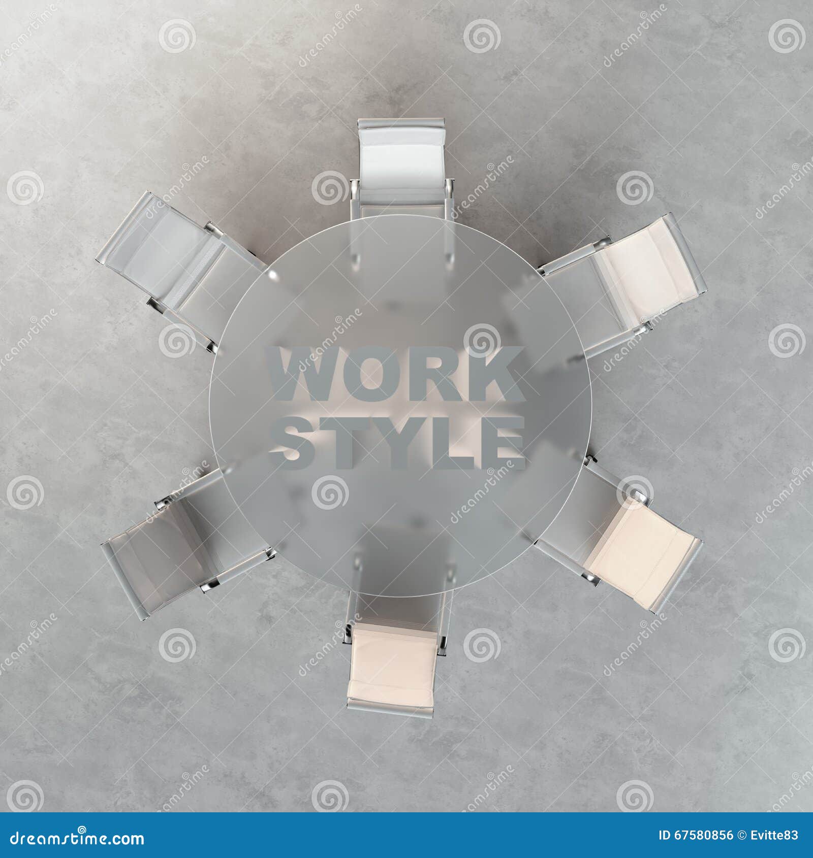 Empty Workspace on Glass PLAN Table. Top View. High Resolution Render ...