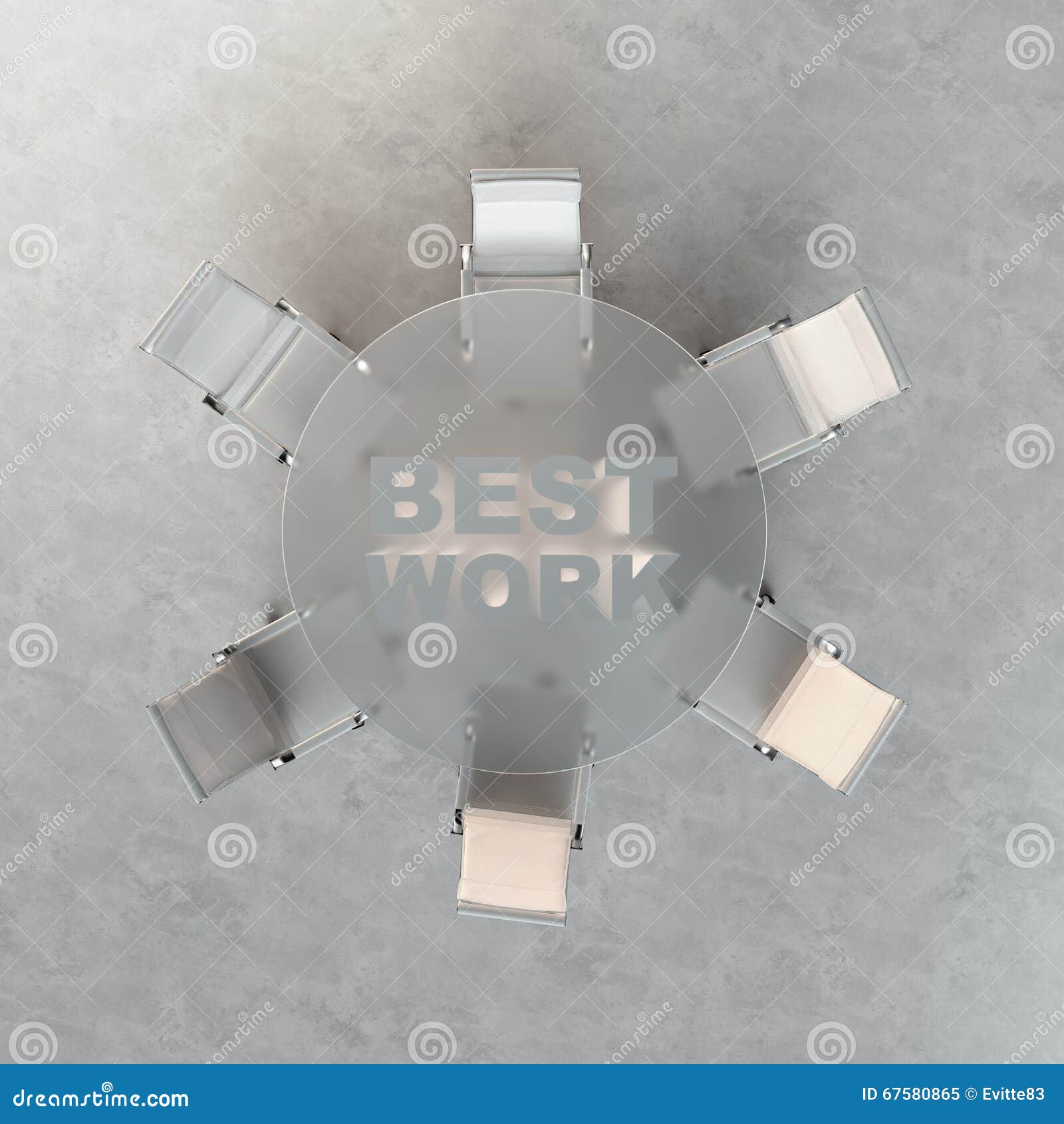 Empty Workspace on Glass PLAN Table. Top View. High Resolution Render ...