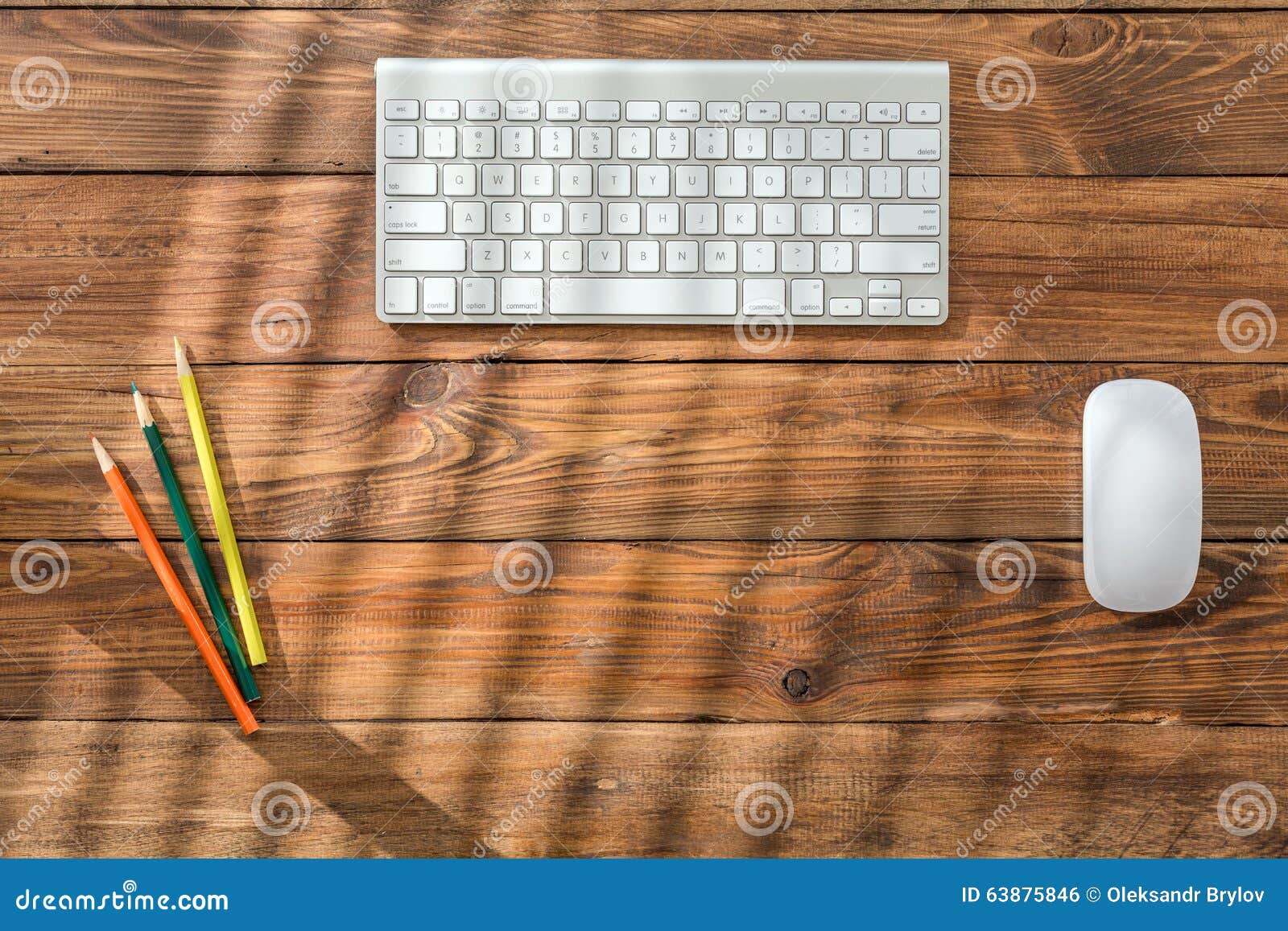 Empty Workspace on Wooden Table Stock Photo - Image of info, blank ...