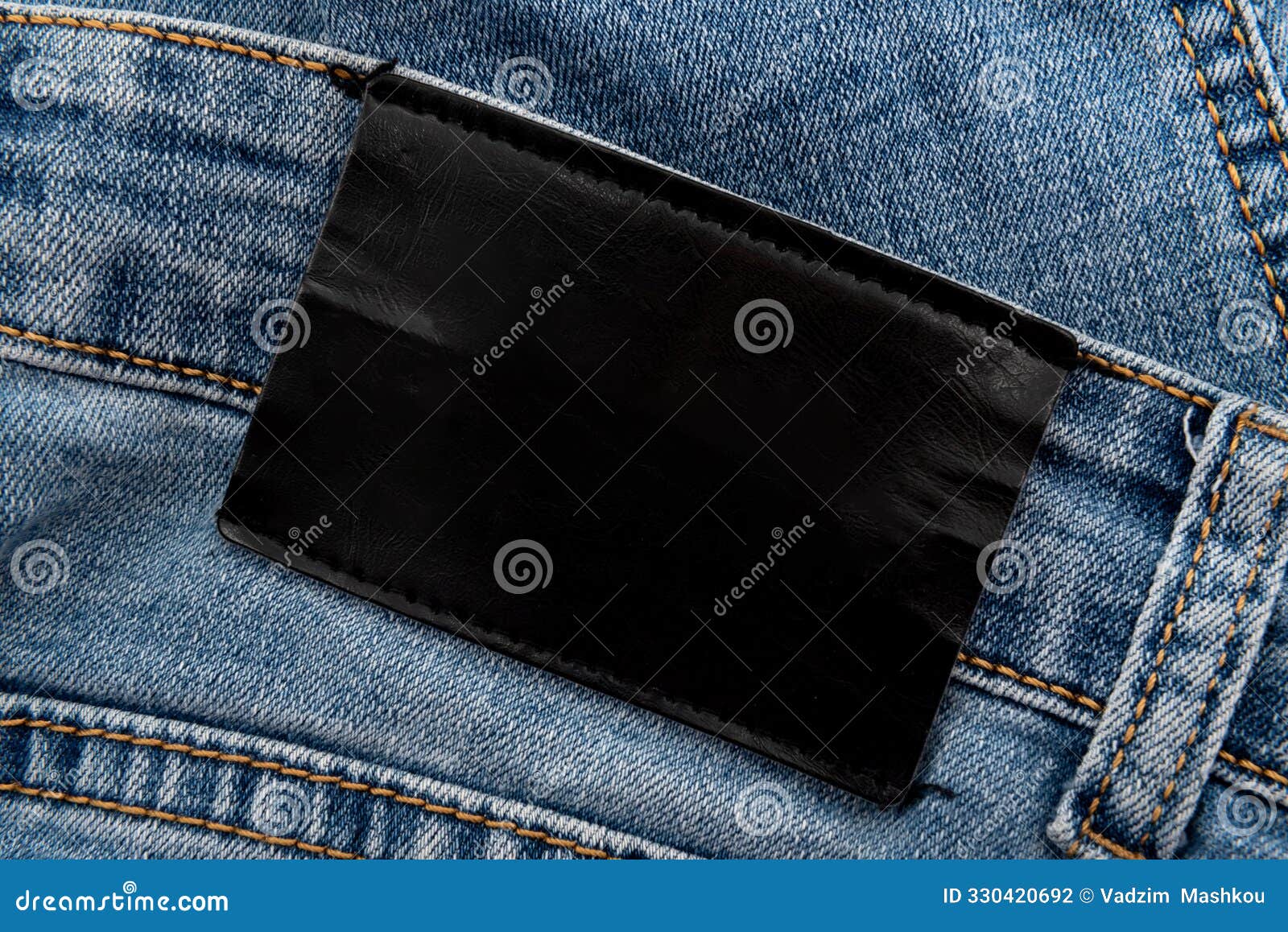 Empty Worn Leather Patch on Blue Jeans. Empty Space for Writing Stock ...