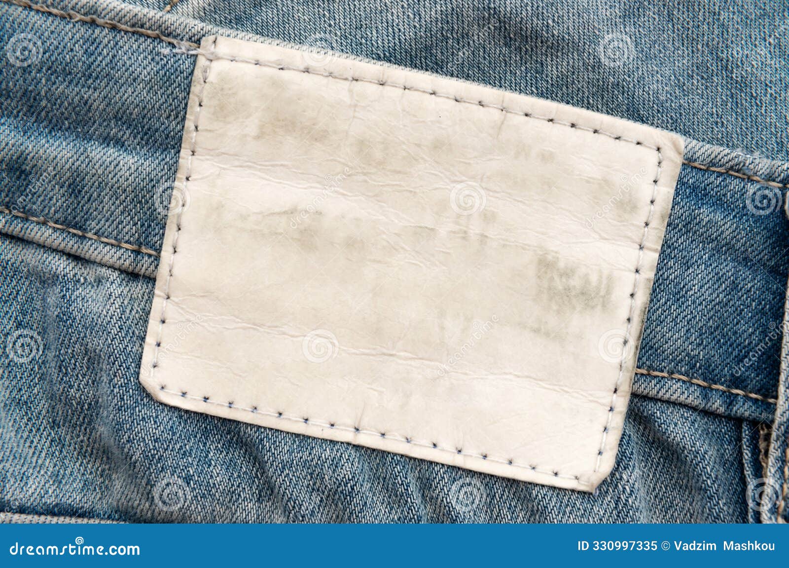 Empty Worn Leather Patch on Blue Jeans. Empty Space for Writing Stock ...