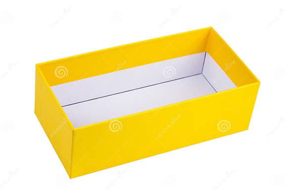 Empty Yellow Box Isolated on White Stock Photo - Image of concept, pack ...