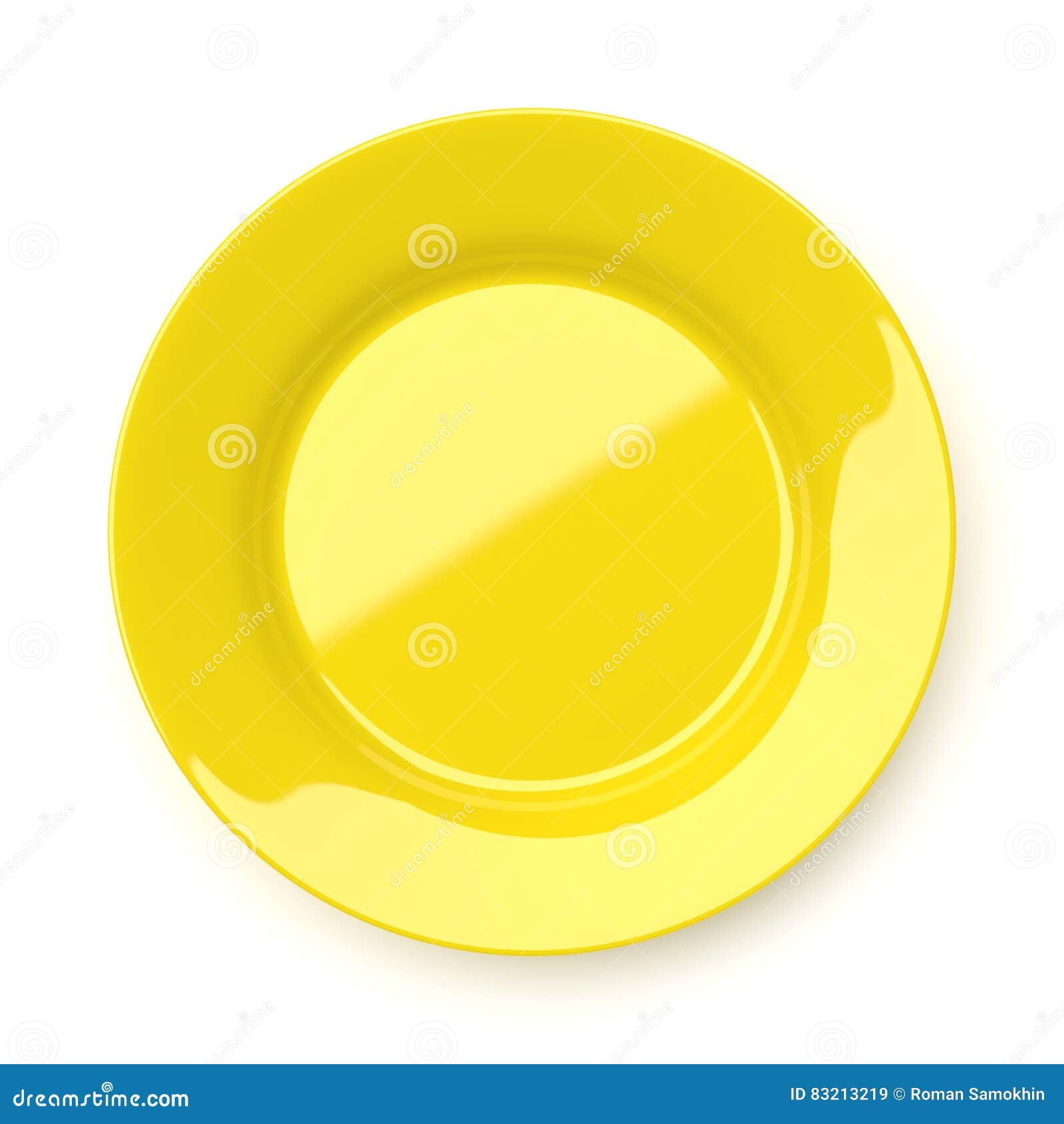 Empty Yellow Ceramic Round Plate Isolated on White Stock Image - Image ...